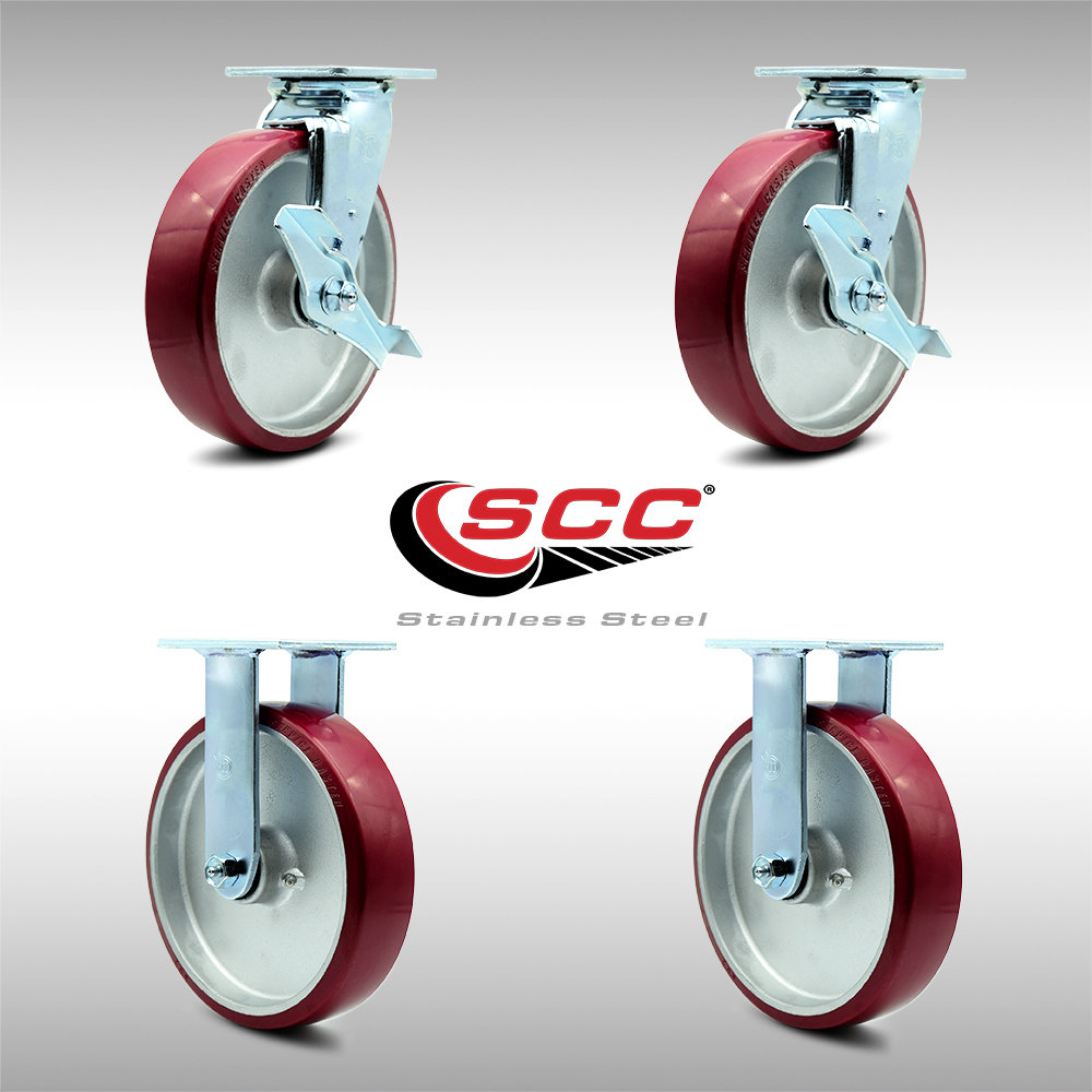 Service Caster 4 Piece Poly on Aluminum Caster Set | Wayfair