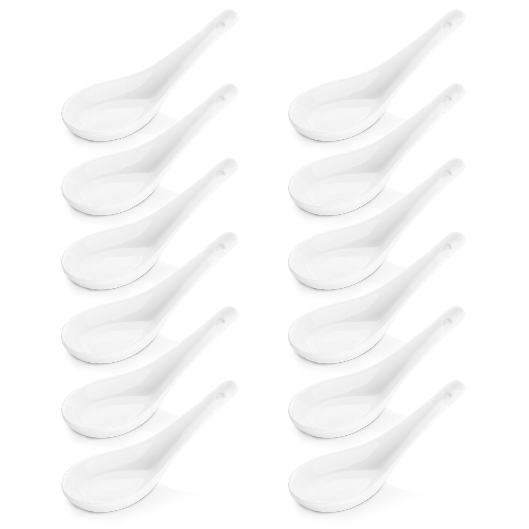 Ebern Designs 12-piece Ceramic Soup Spoon Set - Asian Soup Spoons For ...