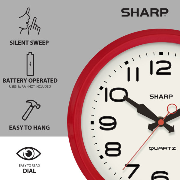 Sharp Wall Clock, Silent Non Ticking, Battery Operated | Wayfair