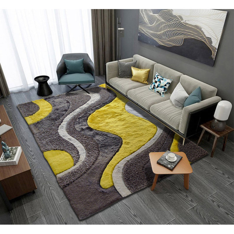 Orren Ellis Karlton Abstract Gray/Yellow Area Rug | Wayfair