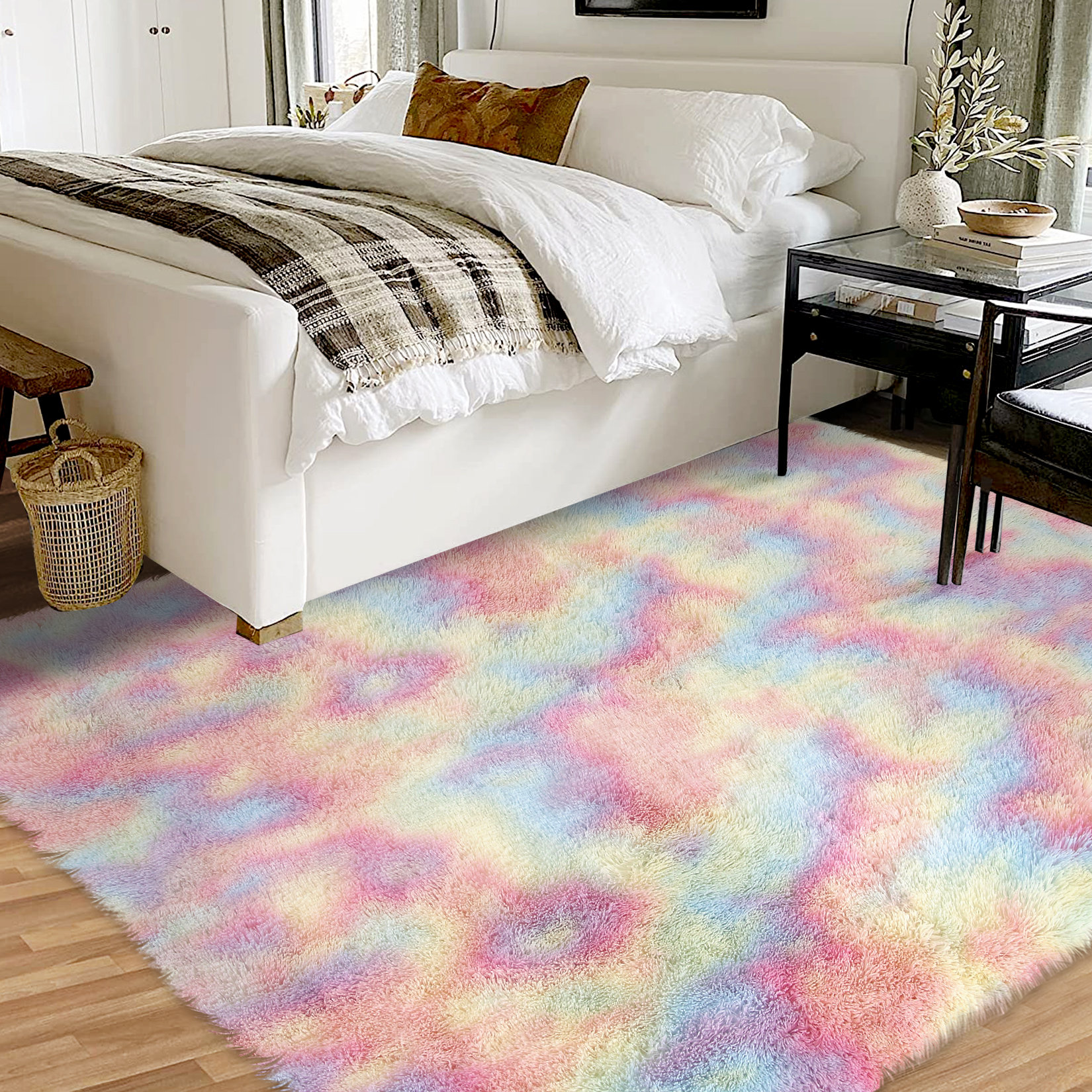 Mercer41 Tanea Abstract Machine Woven Polyester Area Rug in Pink/Blue ...