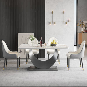 Orren Ellis 7 - Piece Stone Pedestal Dining Table Set & Reviews | Wayfair