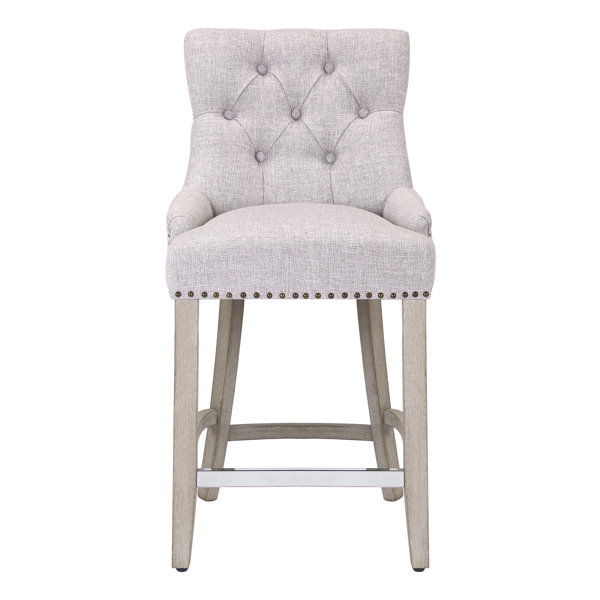 Lark Manor Linen Fabric Tufted Upholstered Counter Stool & Reviews ...
