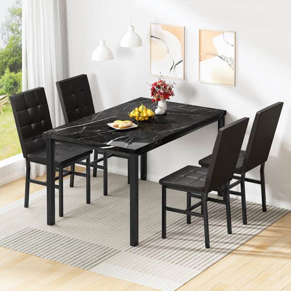 Ebern Designs 4-Person Dining Table And Chair Set, Dining Table And ...