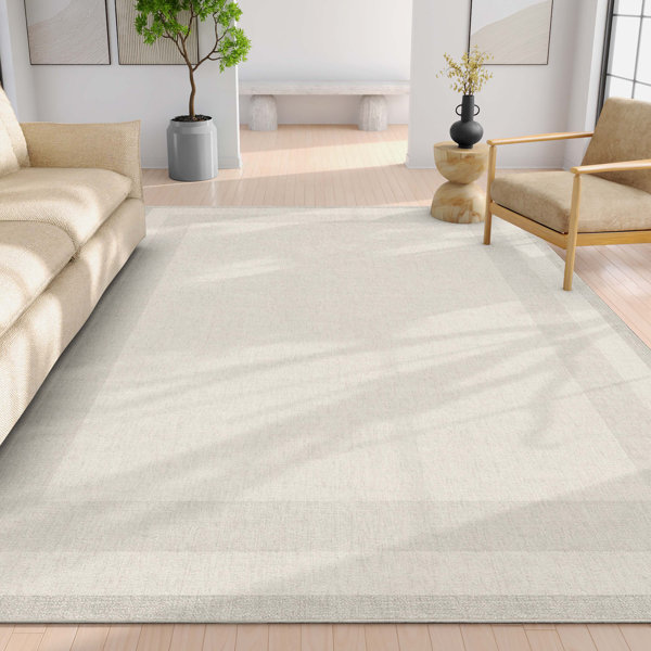Ebern DesignsBorder Plain Cream Flat-Weave Area Rug - Wayfair Canada