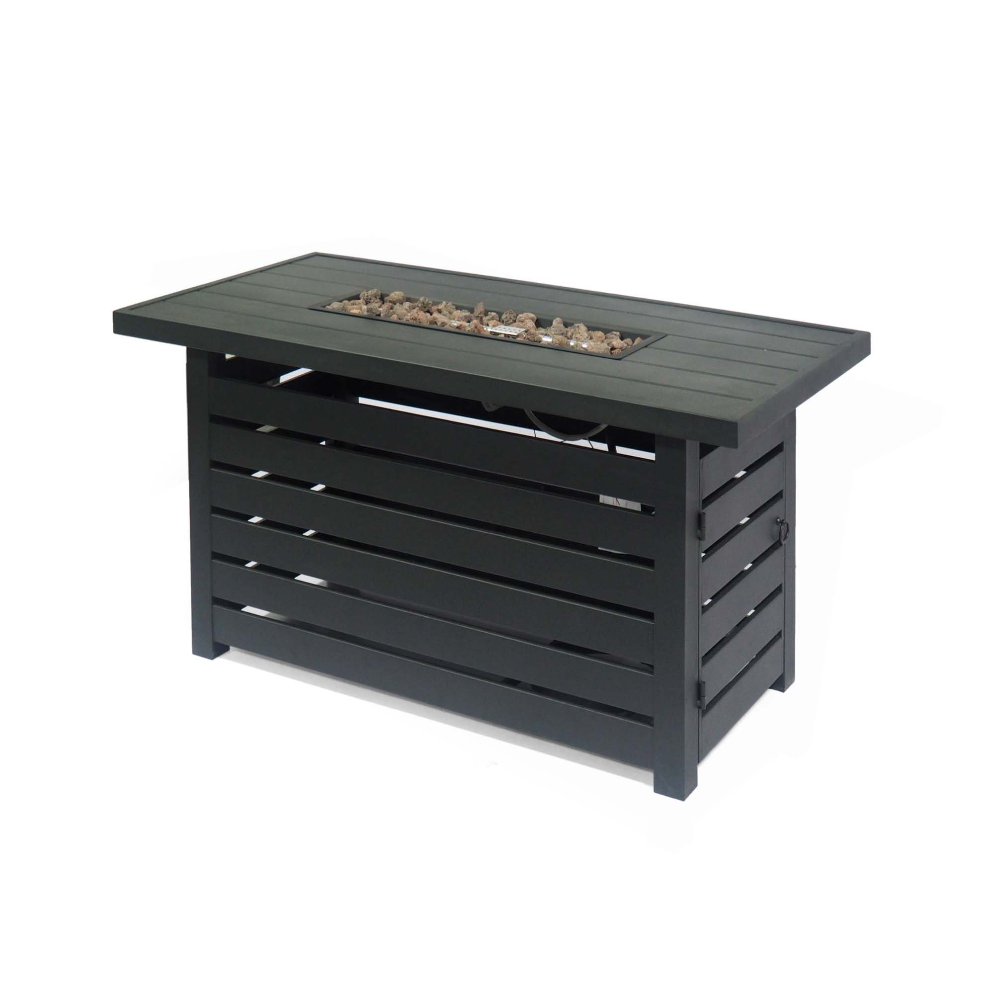 Latitude Run® Rectangular Iron Fire Pit - 30,000BTU - Tank Cover Inside ...