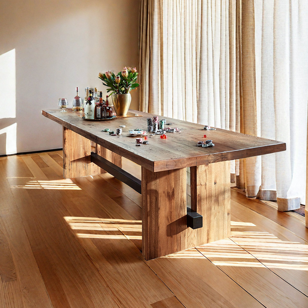 Millwood Pines Esmerald Solid wood rectangular dining table, country ...