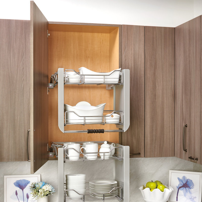 Rev-A-Shelf Kitchen Pull-Down Wall Cabinet Shelf System, Chrome ...