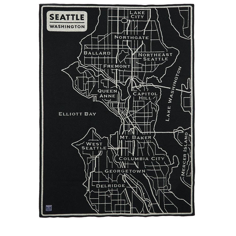 Faribault Mill Lake and City Maps Seattle Map Wool Throw | Wayfair