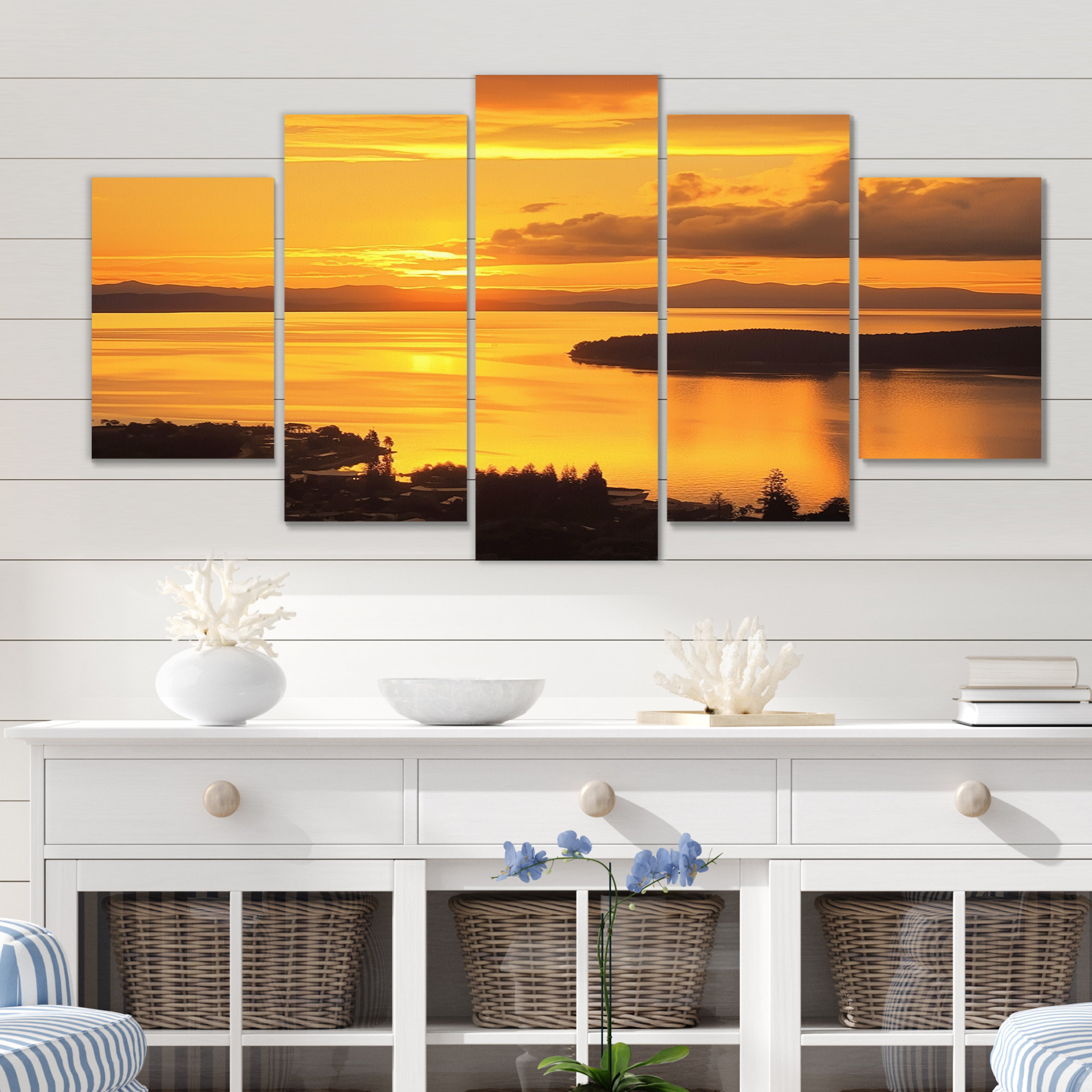 Latitude Run® Golden Sunrise Over Lake Taupo In New Zealand - Lake Wall ...