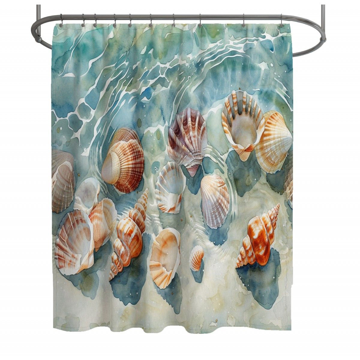 VisionDecor Shells Shower Curtain - Marine life Bathroom Decor | Wayfair