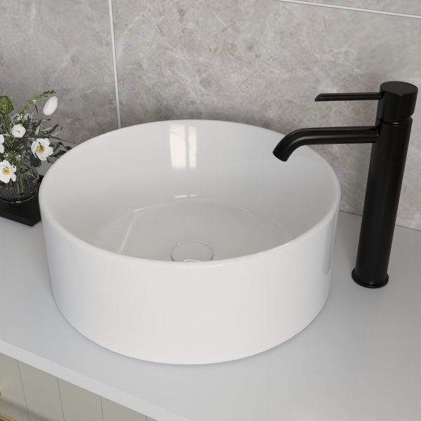 DeerValley Symmetry 16" Circular/Round White Vitreous Vessel Bathroom ...