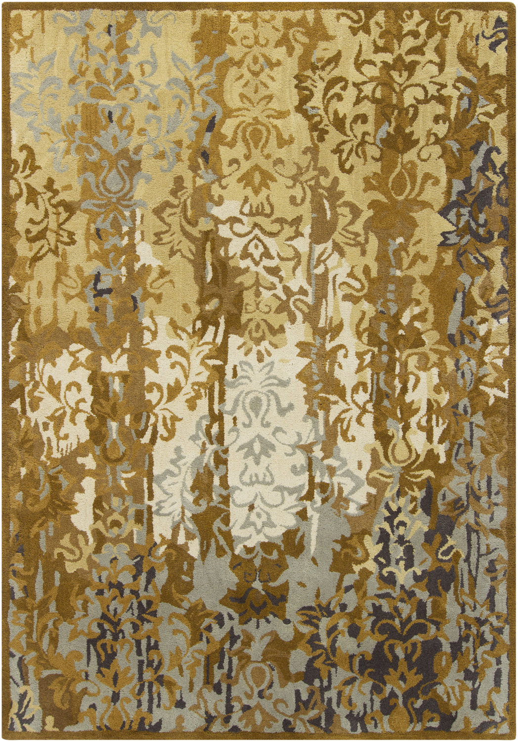 Chandra Rugs Gagan Floral Handmade Tufted Wool Gold/White Area Rug ...