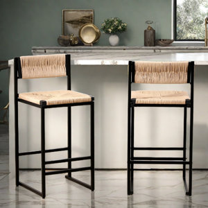 Bay Isle Home™ Bar Stools Set Of 2 Paper Rope Weave Dining Chairs And ...
