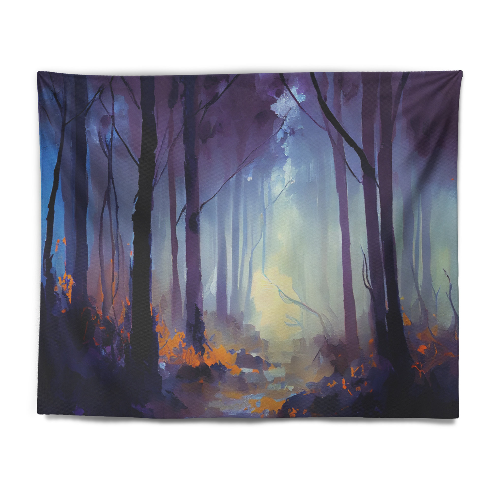 Millwood Pines Polyester Blue Trees At Dawn In The Forest I Tapestry ...