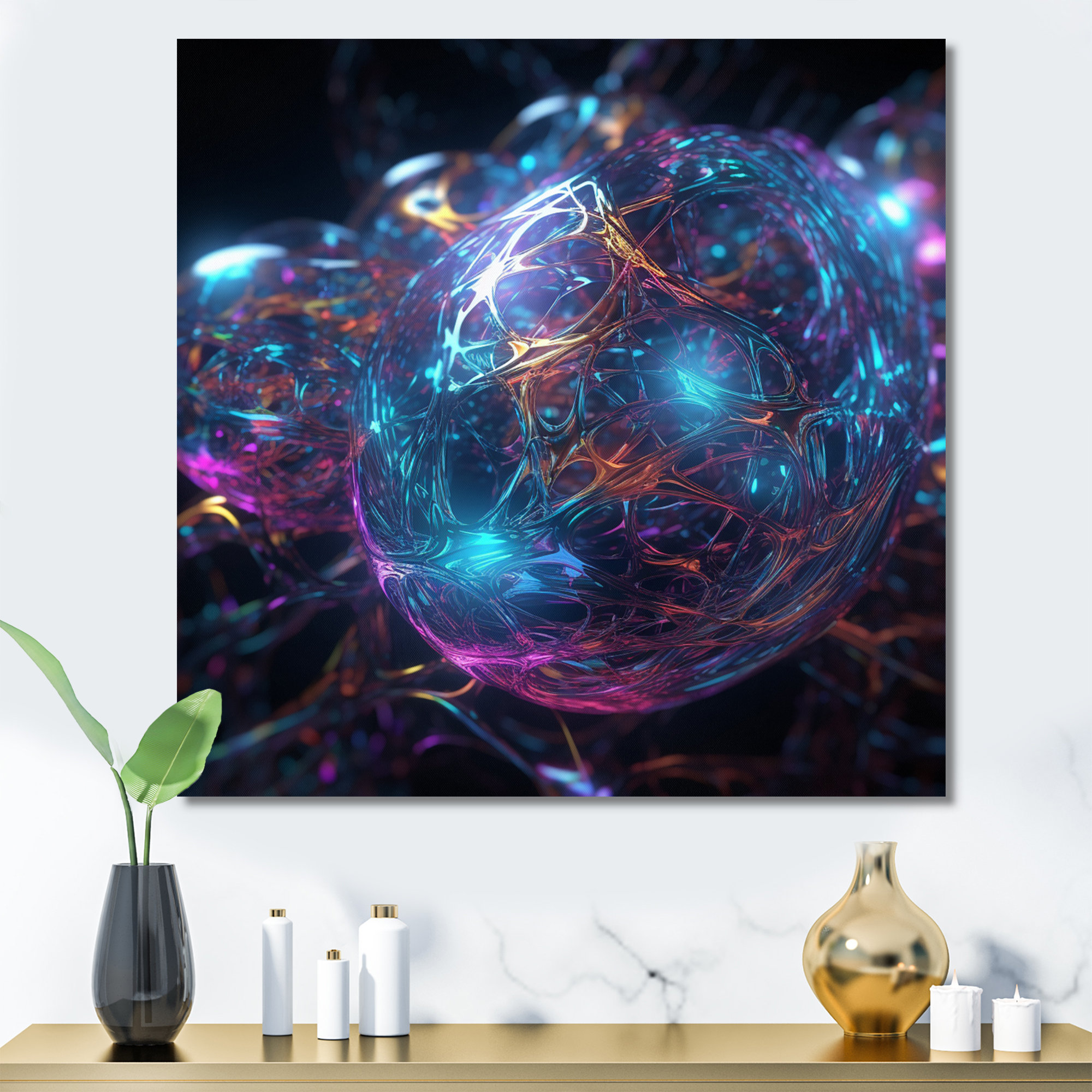 Wrought Studio Liquid Crystal Atom - Fractals Wall Art Living Room ...