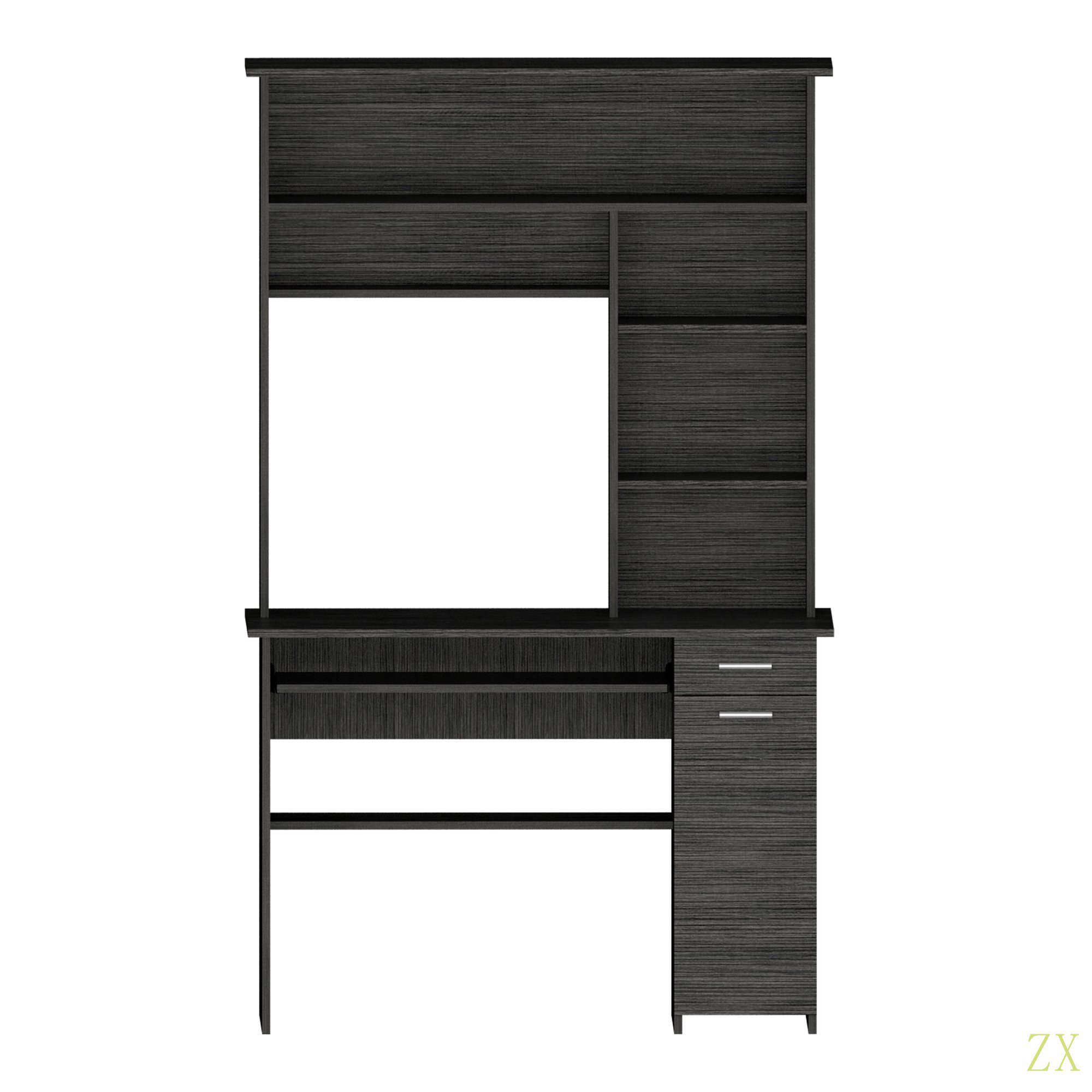 Latitude Run® Compu 180 Hutch Desk, Multiple Shelves, Retractable ...