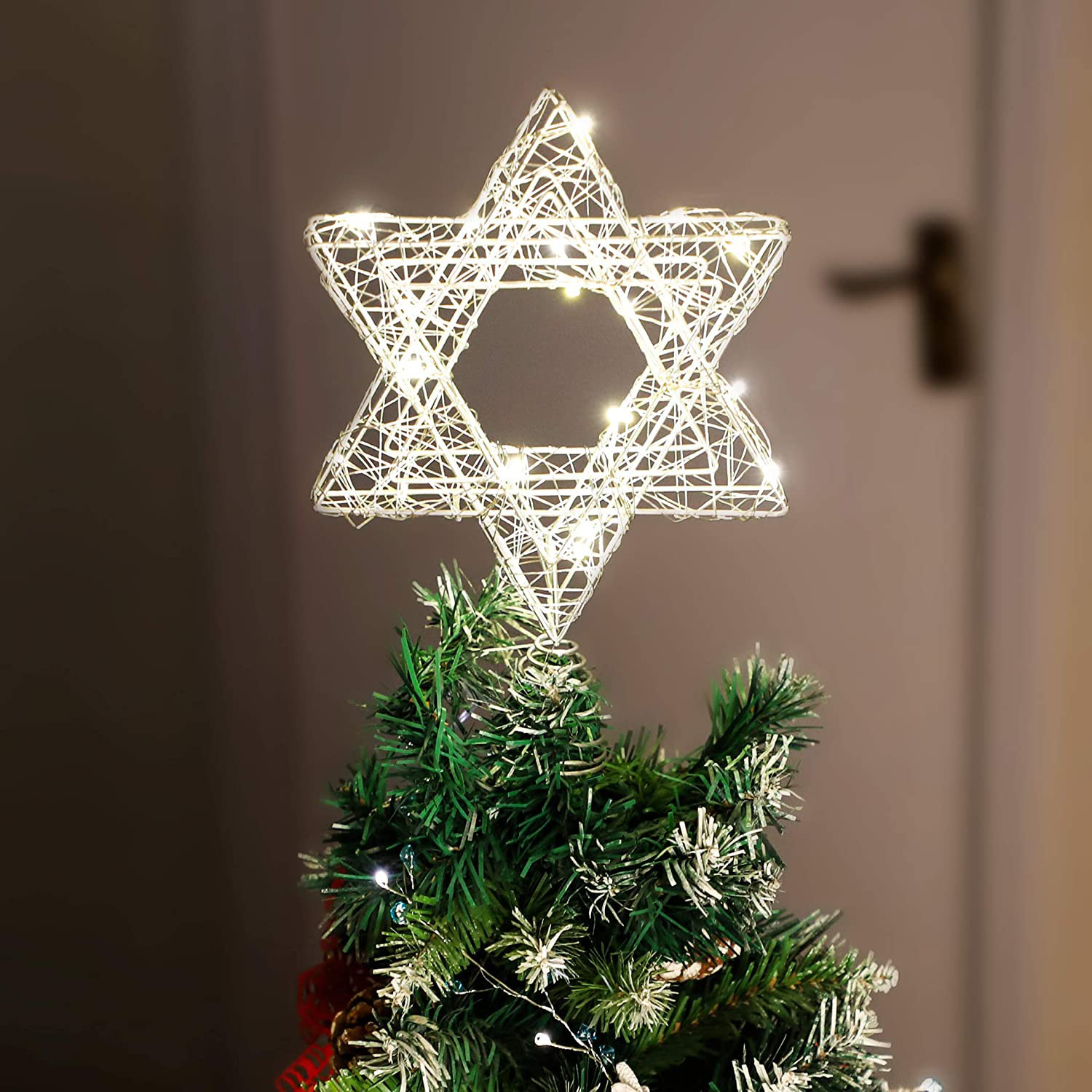 The Holiday Aisle® Star Of David Hanukkah Christmas Rattan Tree Topper ...