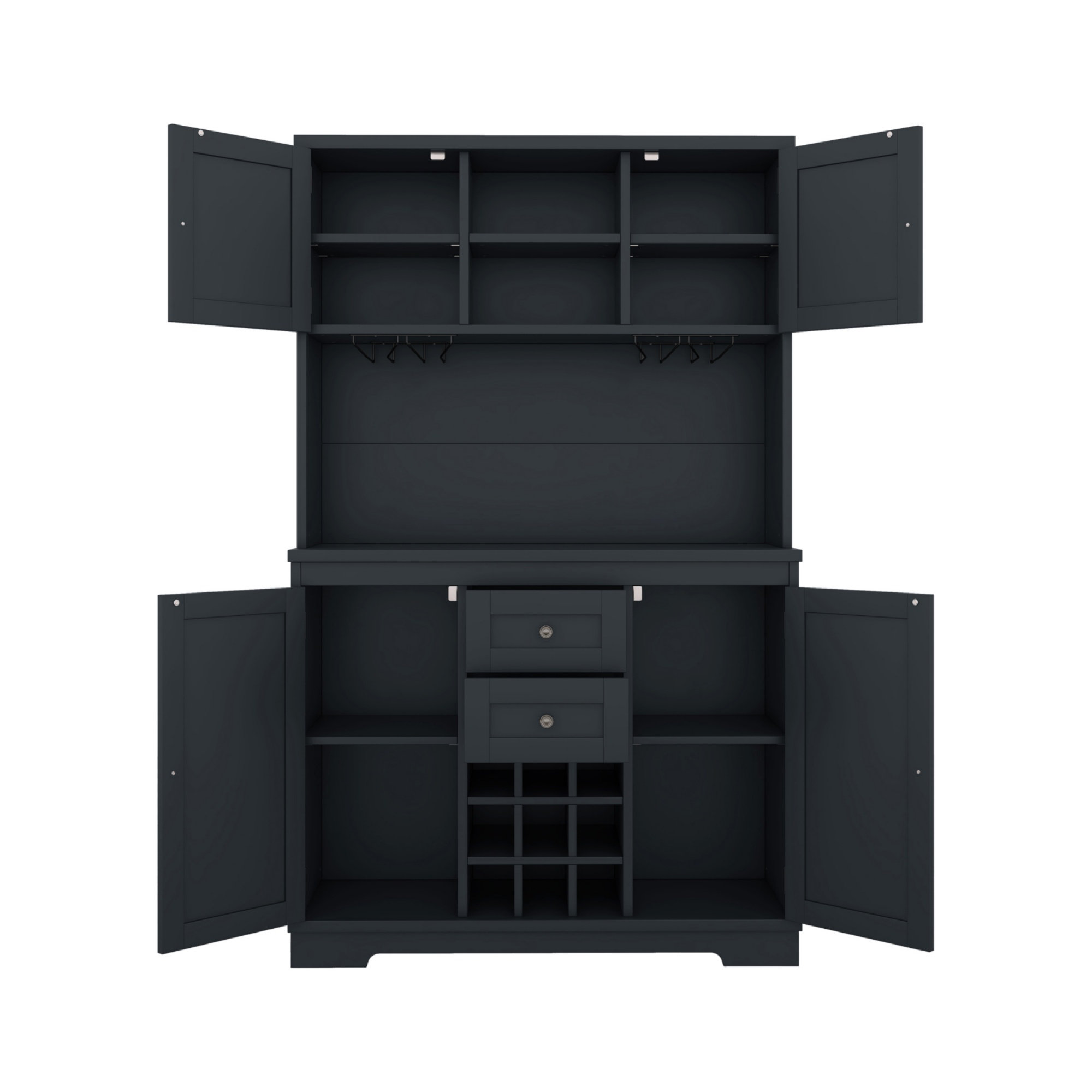 August Grove Coffee Bar Cabinet With Storage Shelves And Cabinets With ...