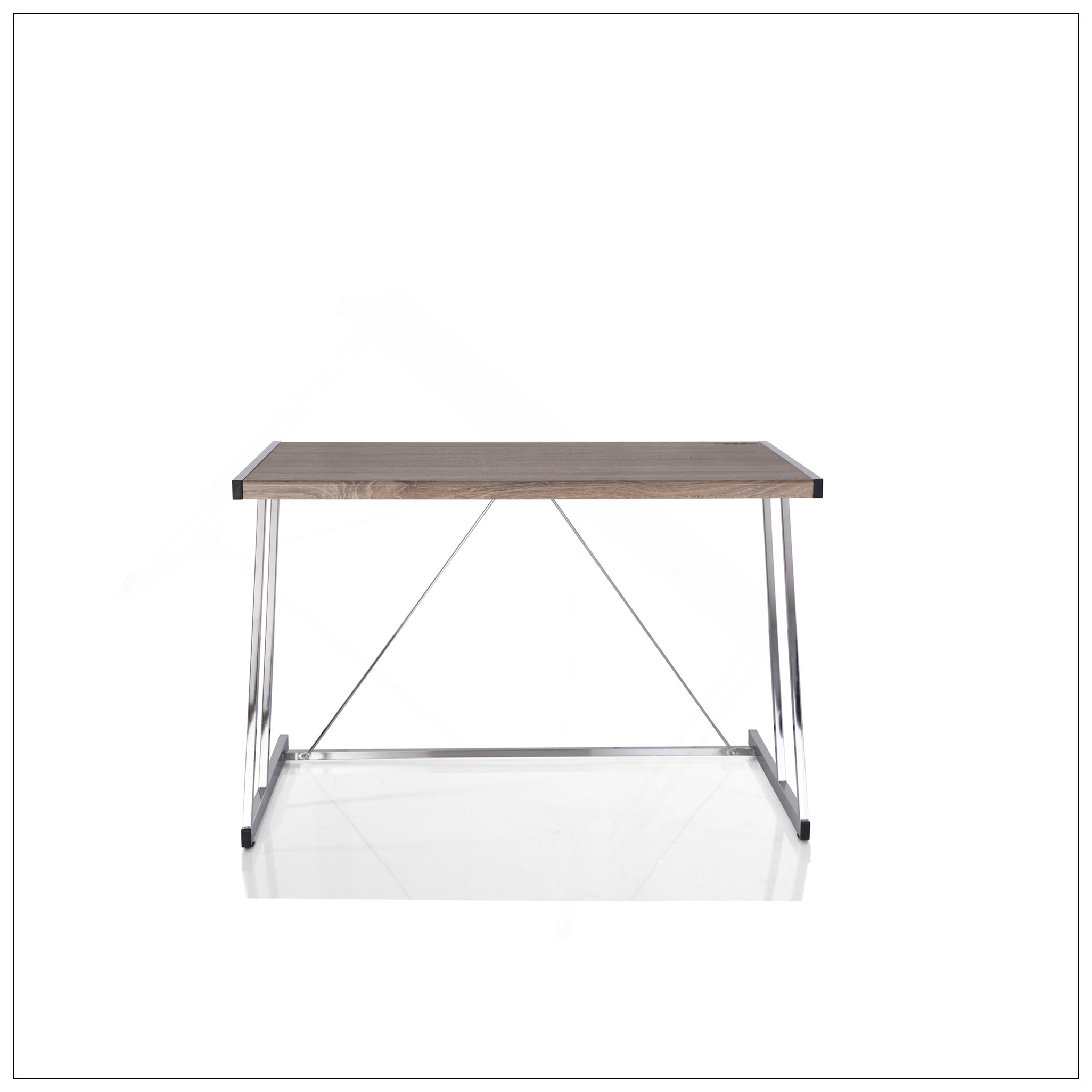 Ebern Designs Versatile Weathered Oak And Chrome Writing Desk For ...
