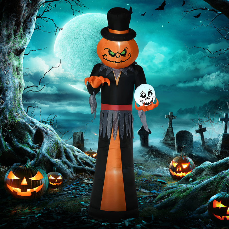 The Holiday Aisle® 12 Ft Halloween Inflatable Pumpkin Reaper With ...