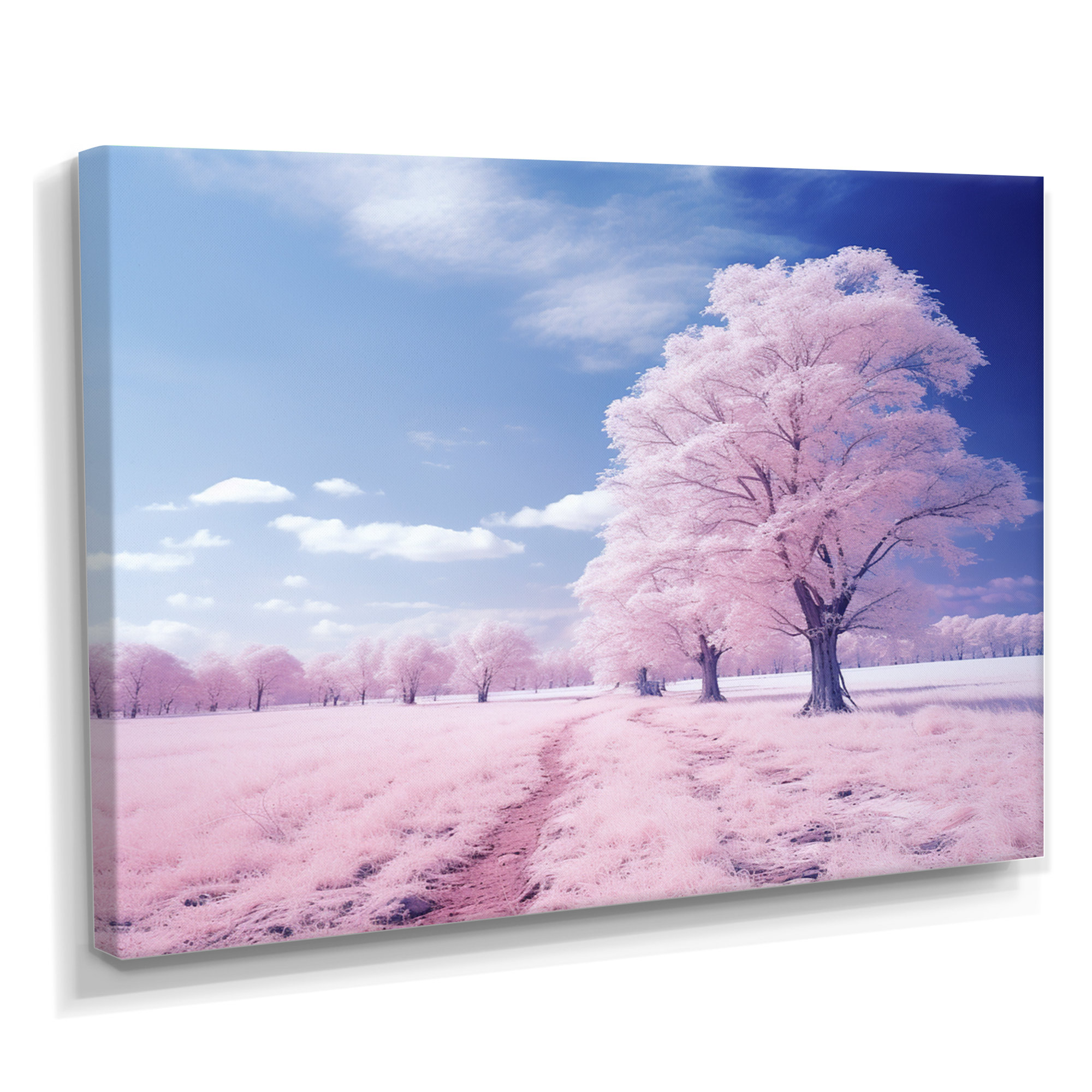 Winston Porter Pink Winter Tree Snow Landscape - Winter Tree Wall Art ...