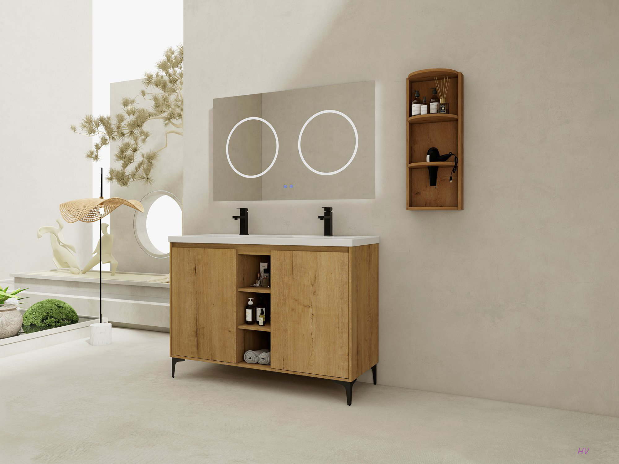 Latitude Run® 48" Freestanding Bathroom Vanity With Double Sink And ...