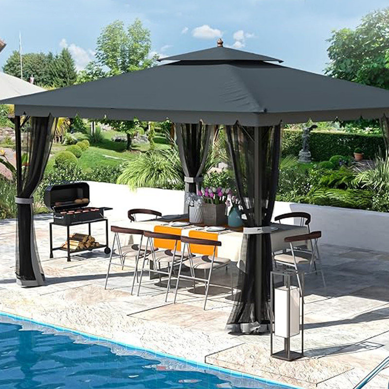 DEBLIT Durable Gazebo with Mosquito Netting, Sturdy Metal Outdoor Patio ...