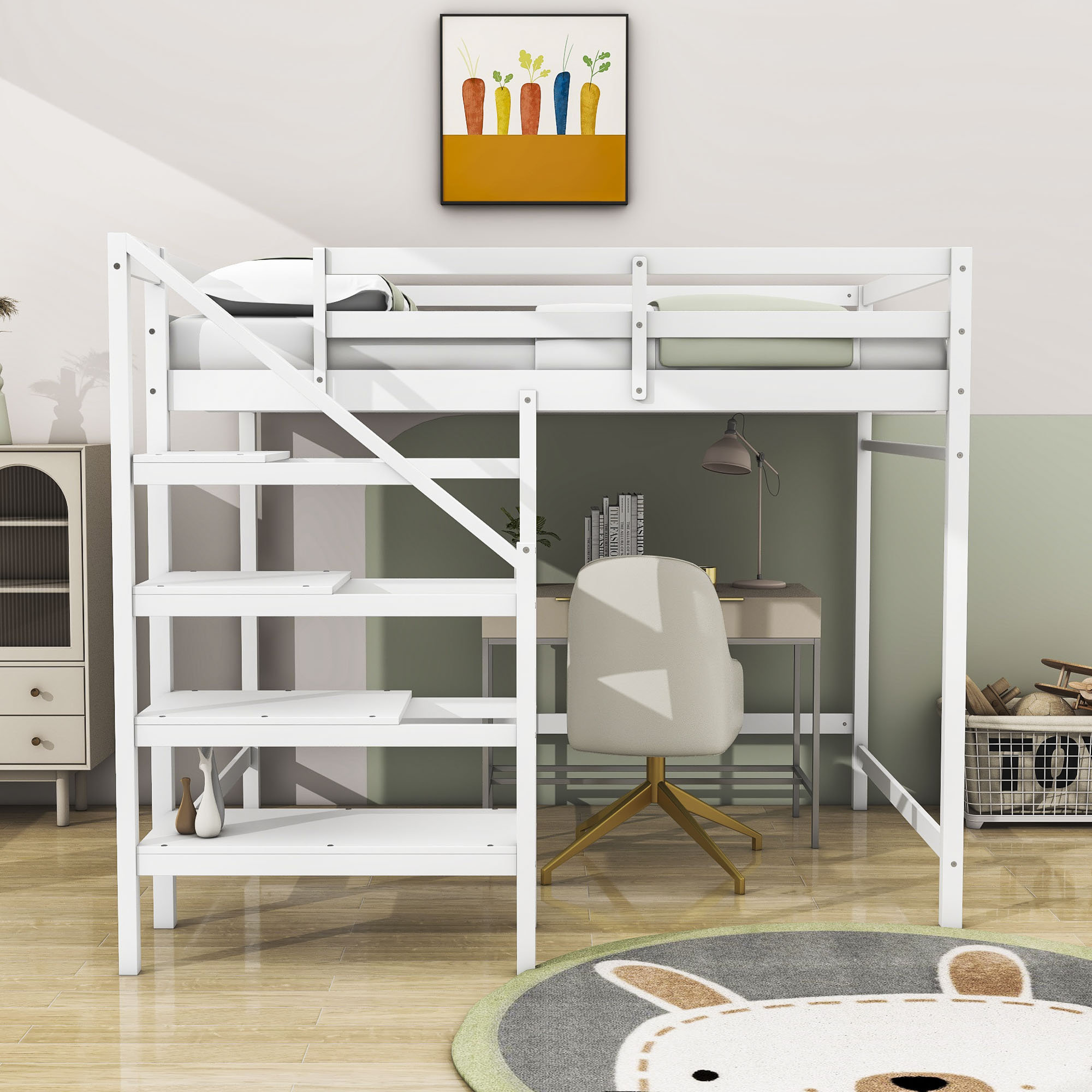 Harriet Bee Giannie Full Loft Bed with Shelves by Harriet Bee | Wayfair