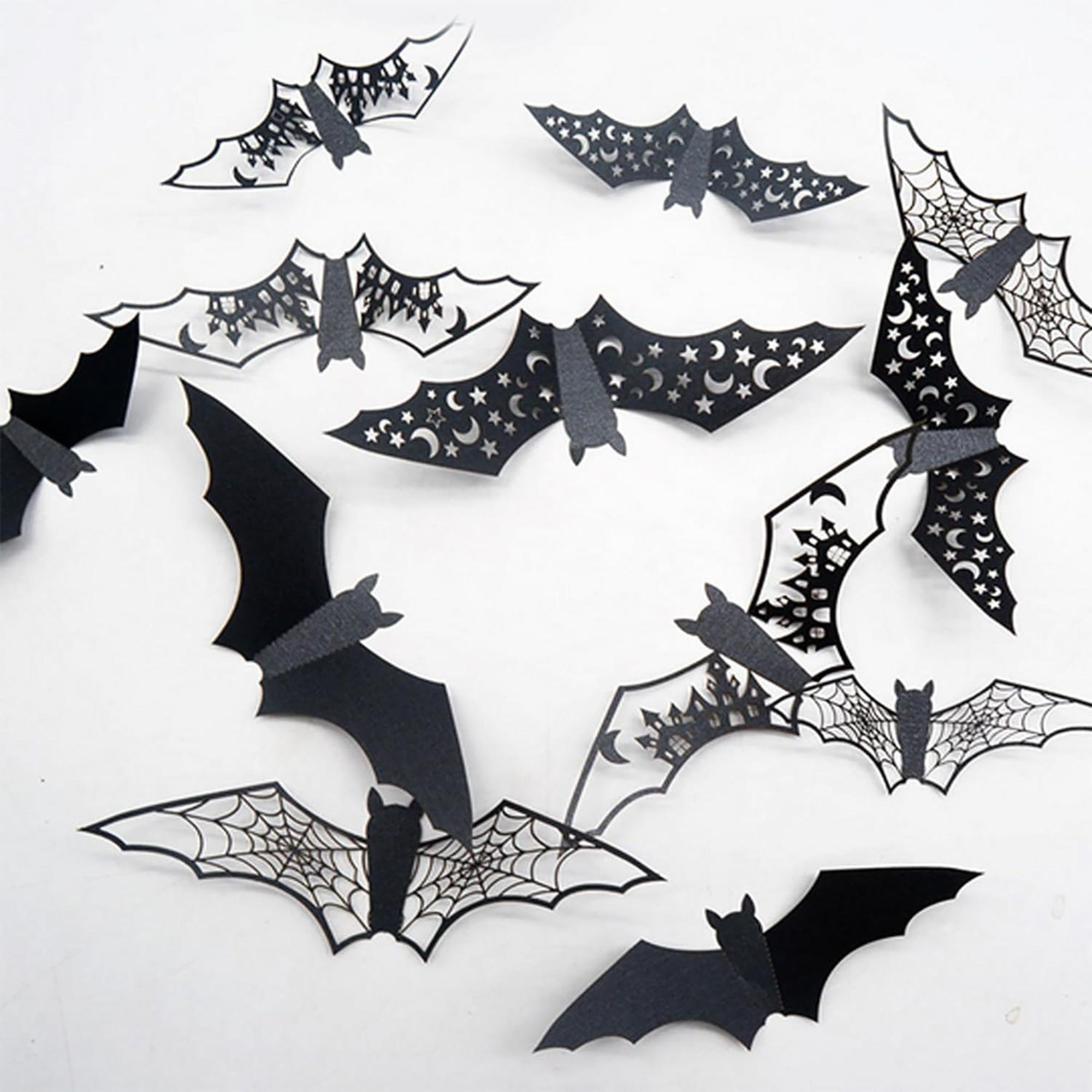 The Holiday Aisle® 24Pcs Halloween Bats Wall Decorations 3D Horror ...