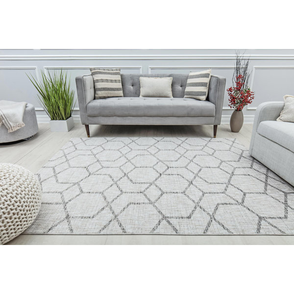 Everly Quinn Celestia Contemporary Gray Stone Area Rug | Wayfair
