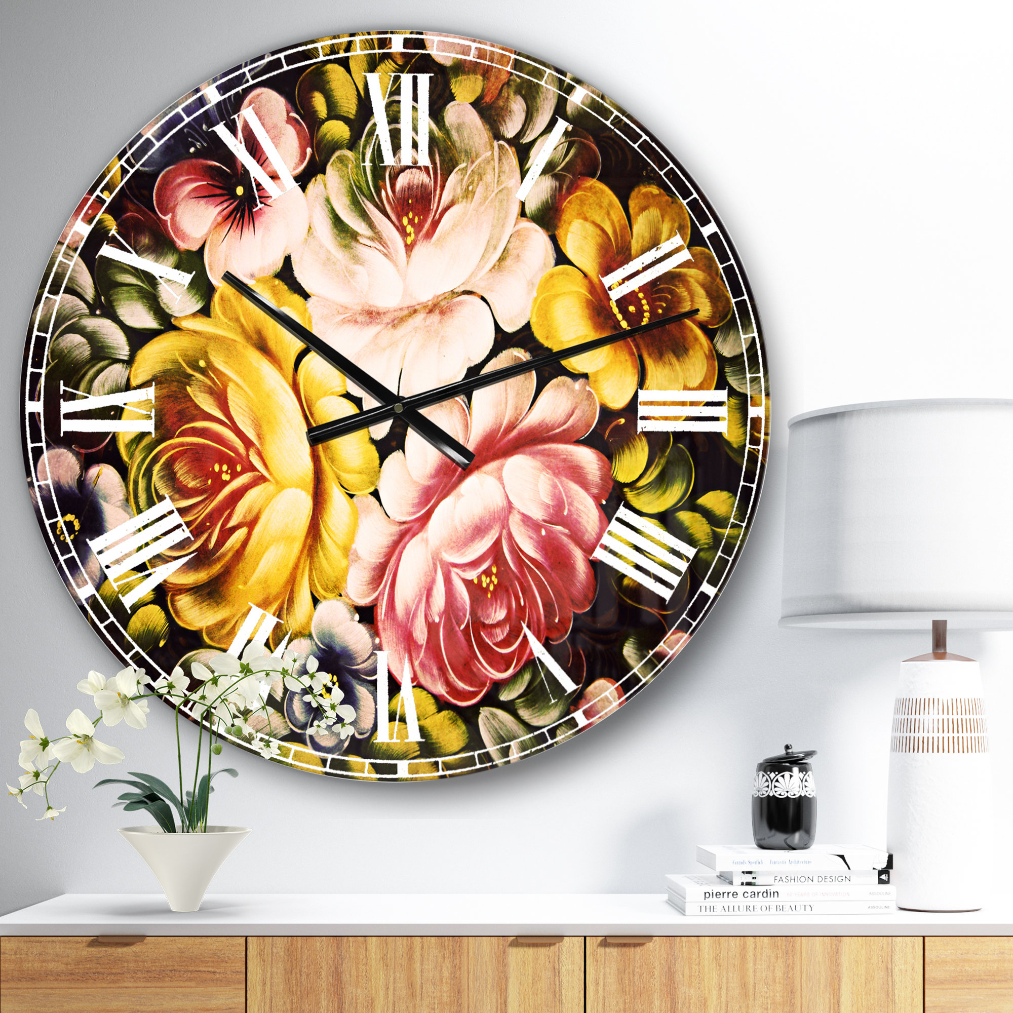 East Urban Home Digital Flower Bouquet - Traditional wall clock | Wayfair