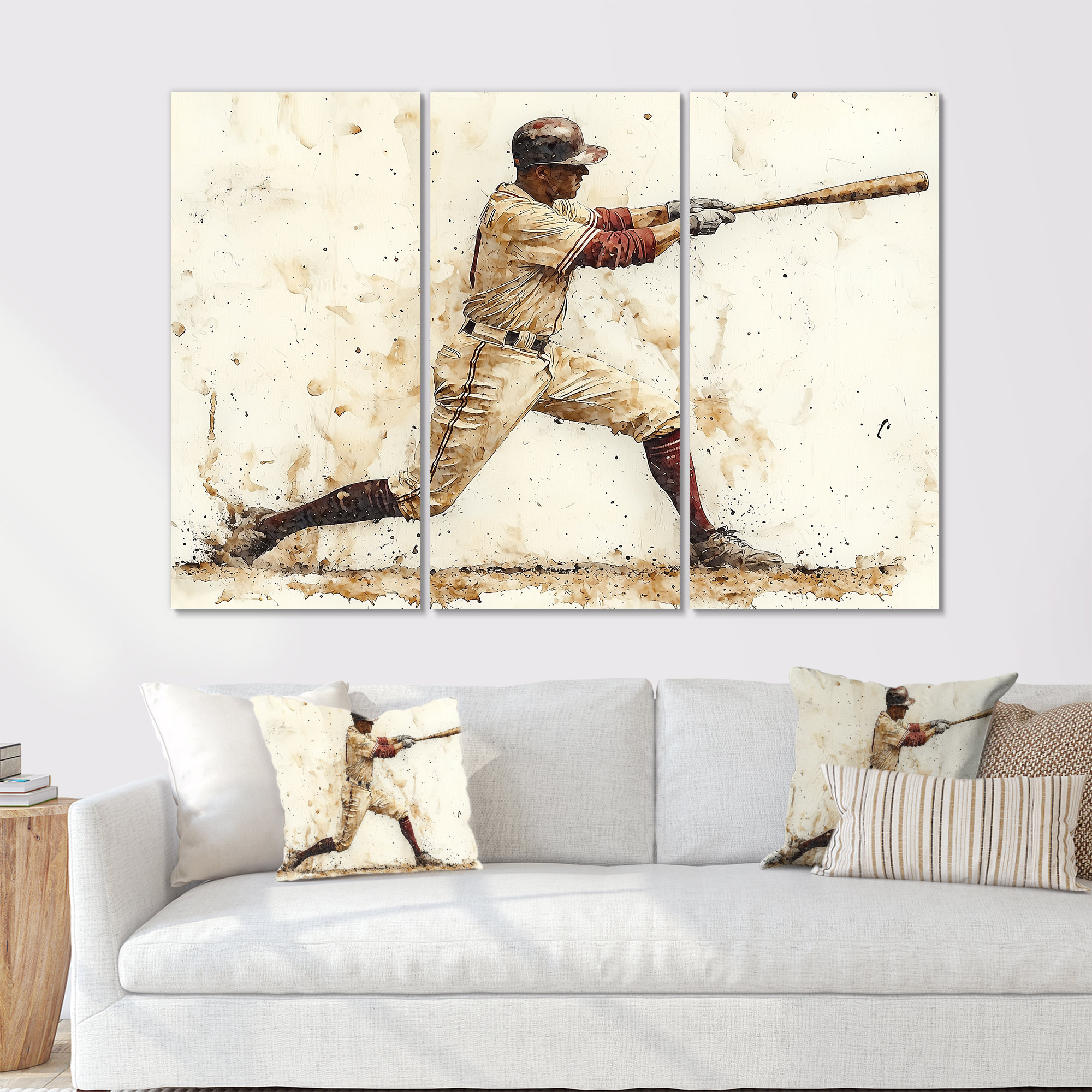 Trent Austin Design® White Red Baseball Player Hitting A Homerun ...