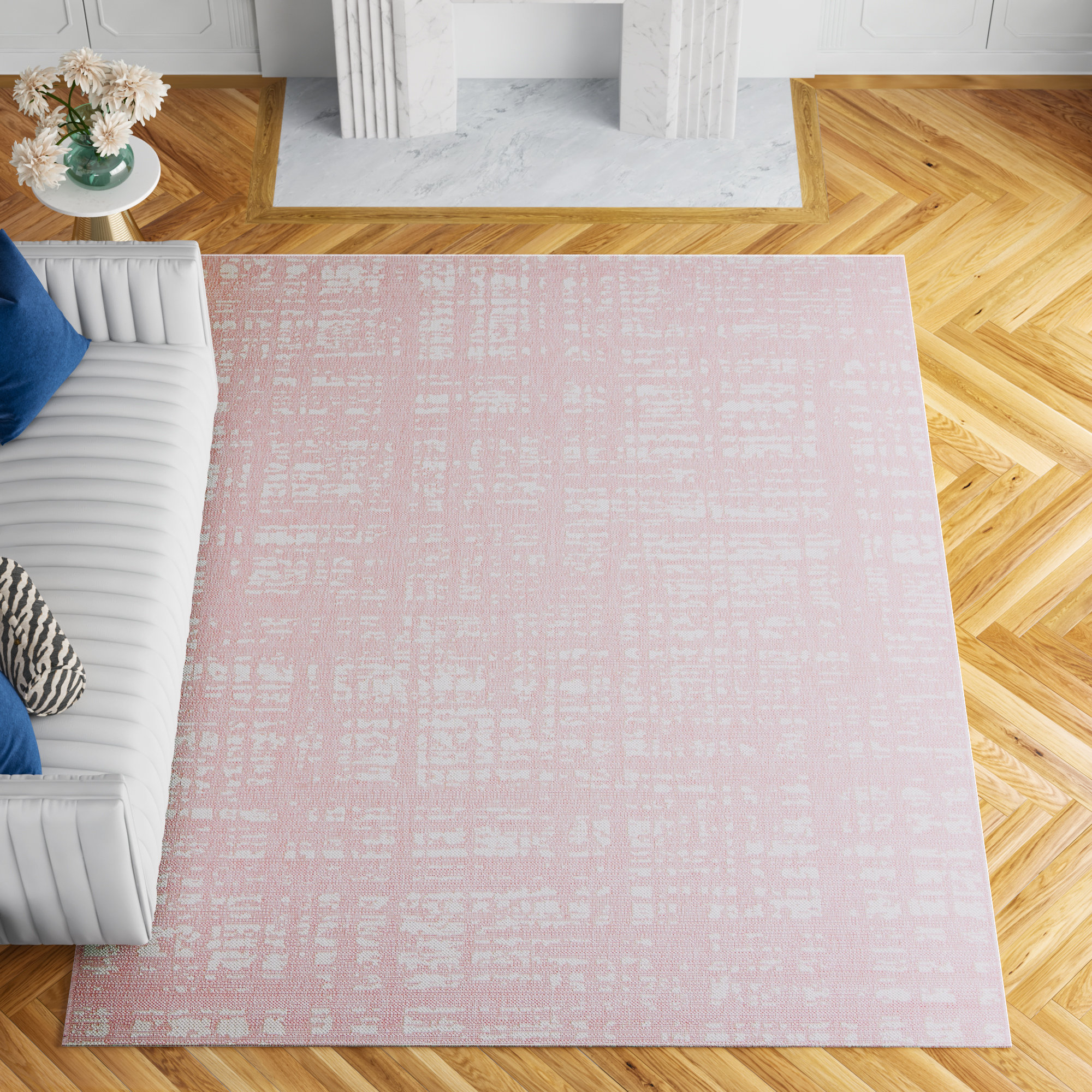 Etta Avenue™ Winifred Abstract Pink/Ivory Indoor / Outdoor Area Rug ...