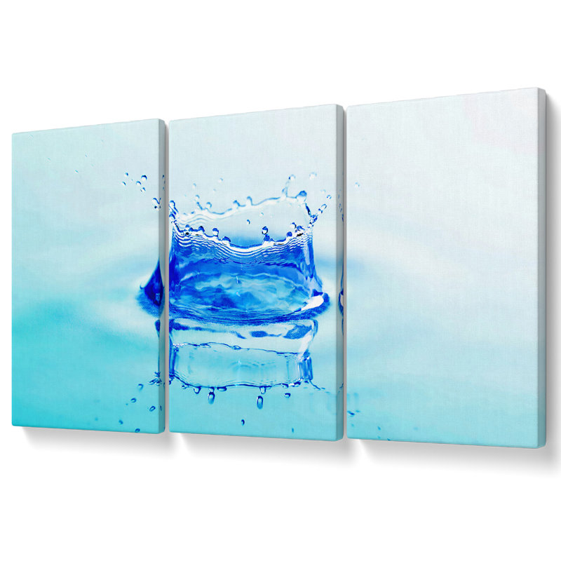 Ivy Bronx Aqua Splash Canvas 3 Panel Set | Wayfair.co.uk