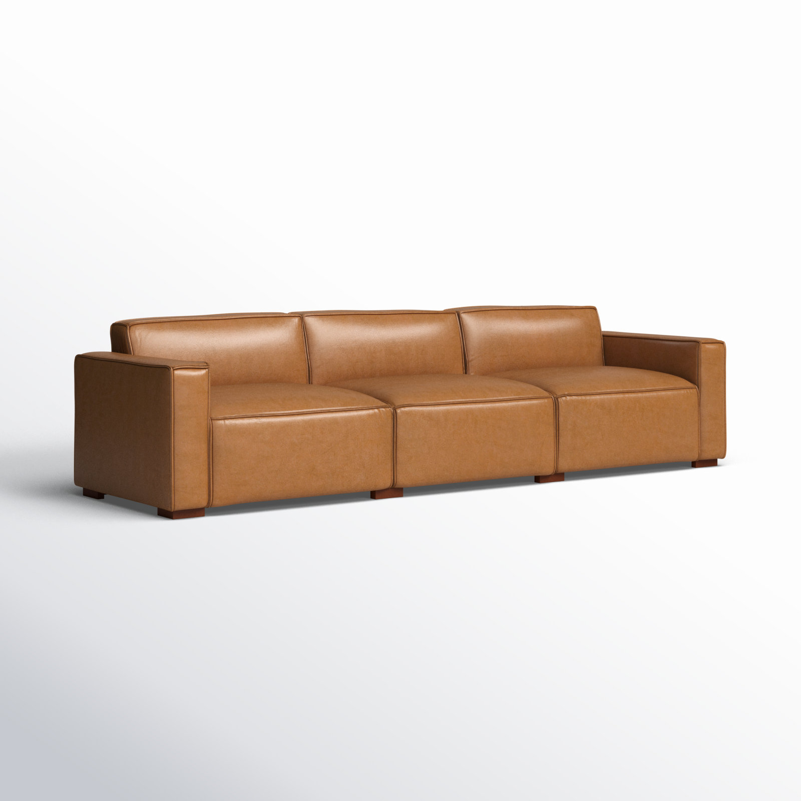 Wade Logan® Avreen 110" Genuine Leather Modular Sofa with Solid Wood ...