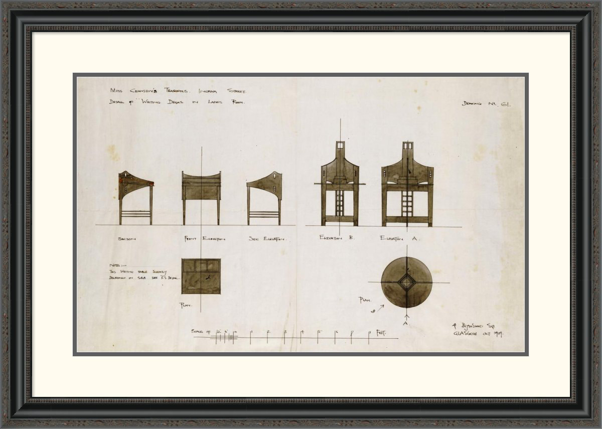 Global Gallery 'Designs for Writing Desks' by Charles Rennie Mackintosh ...