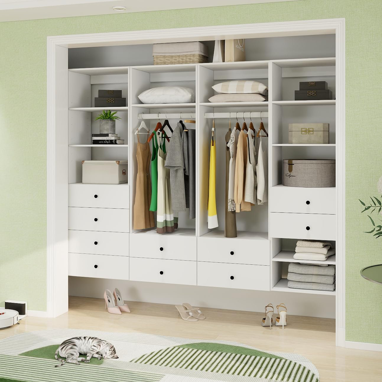 Hokku Designs Closet System With Drawers and Shelves, Built in Closet ...