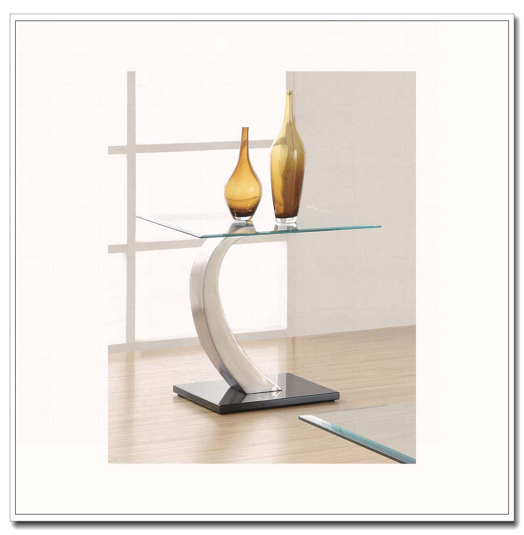 Mercer41 Terrell Satin Silver Rectangular Glass Top Metal End Table ...