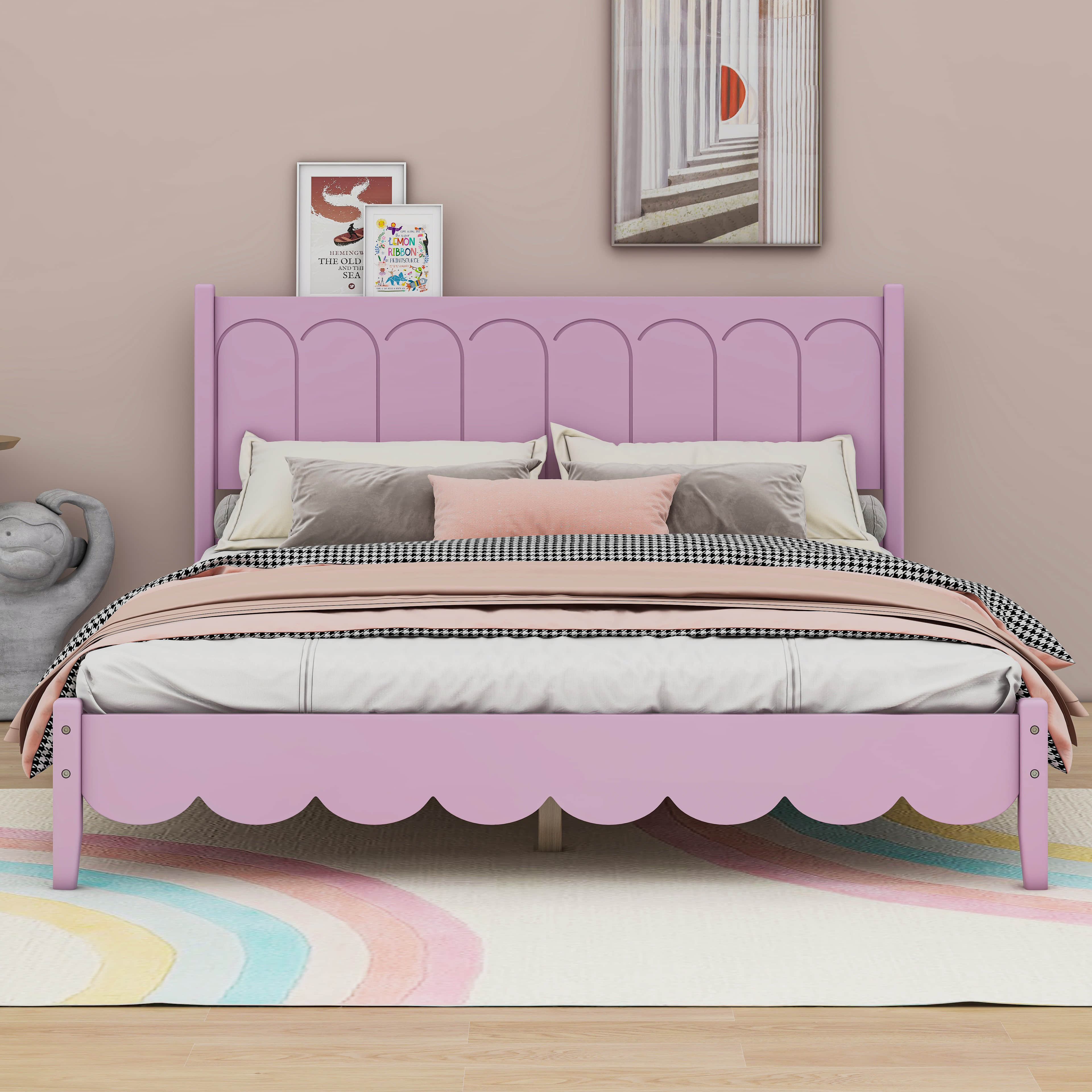 Cosmic Retro Style Bed with Rectangular Headboard | Wayfair