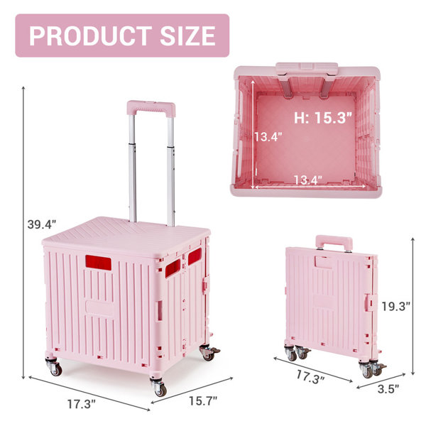 Sangdo Folding Utility Cart with Lid, Shopping Trolley Collapsible Tool ...