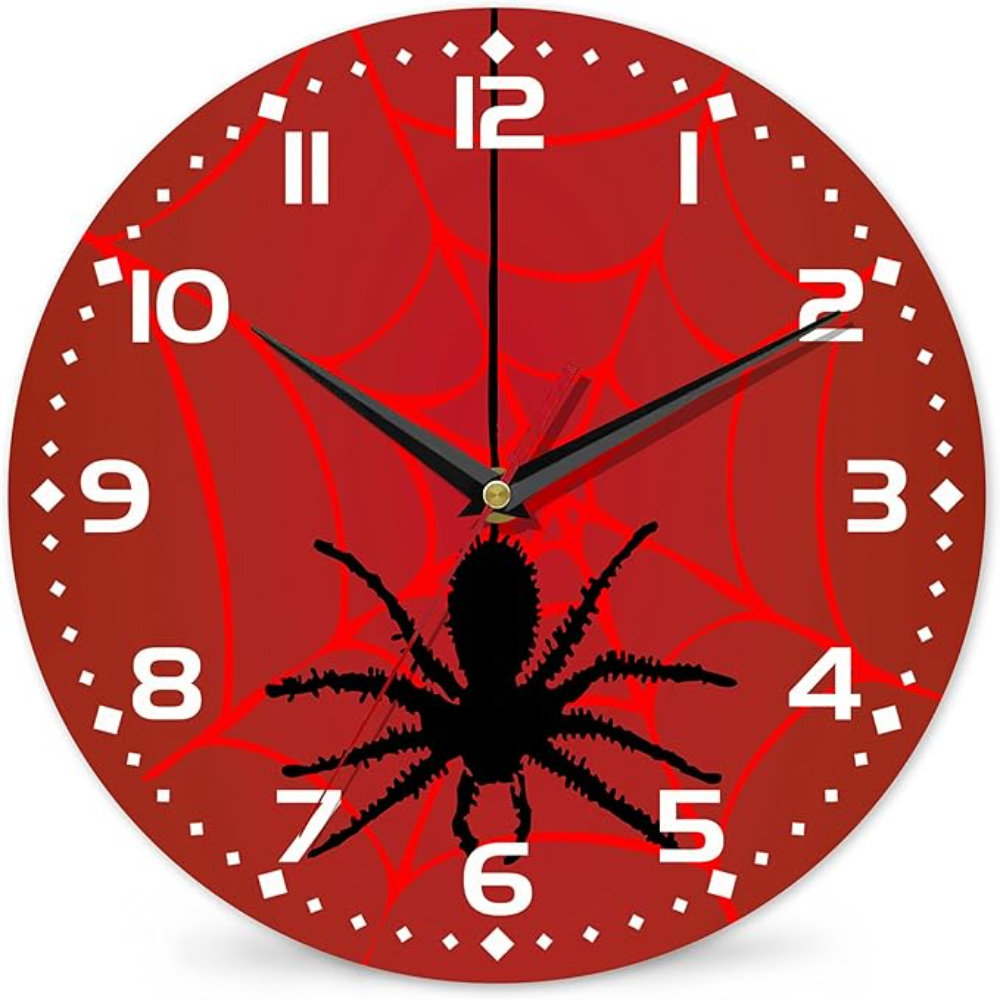 Dovecove Spider On Spider Web Wall Clock Vintage Wooden Wall Clock ...