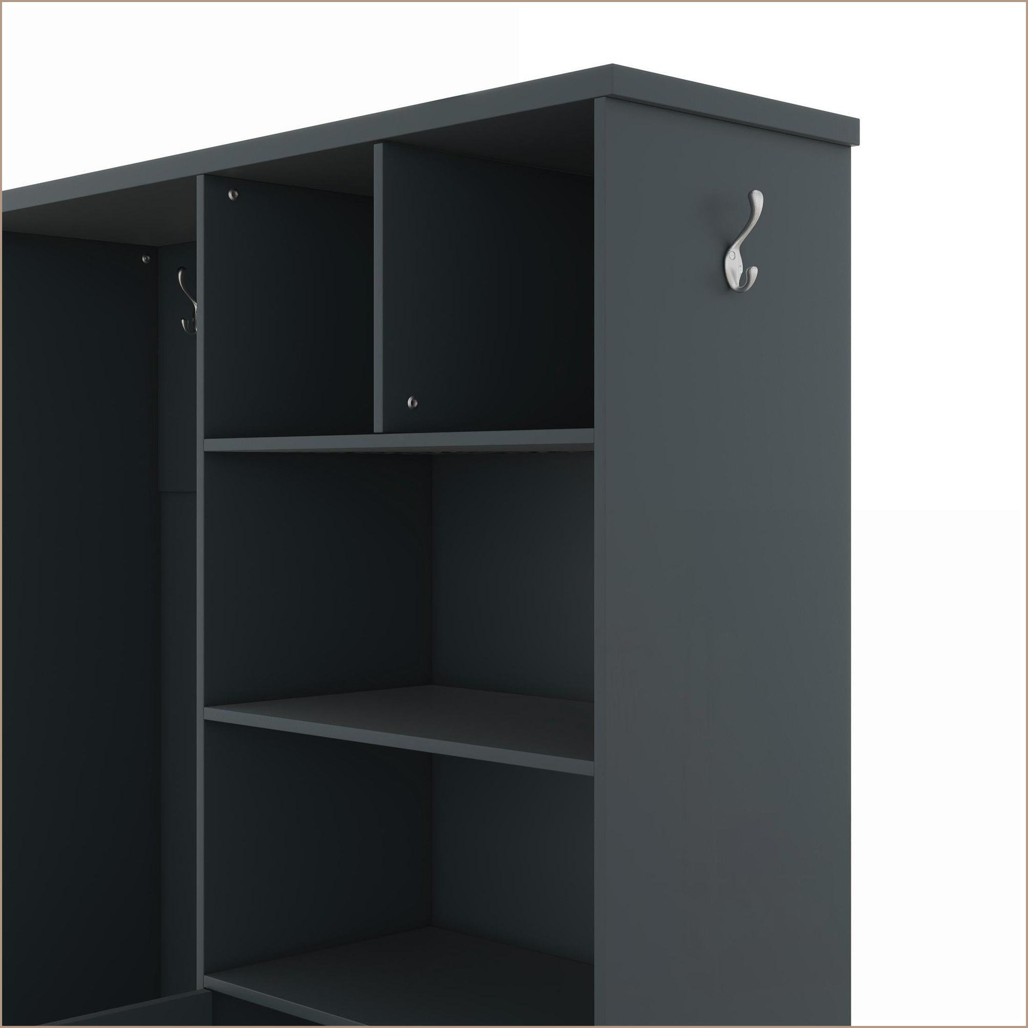 NFusion Hall Tree with Storage Bench, Drawers & Hooks - Modern Black ...