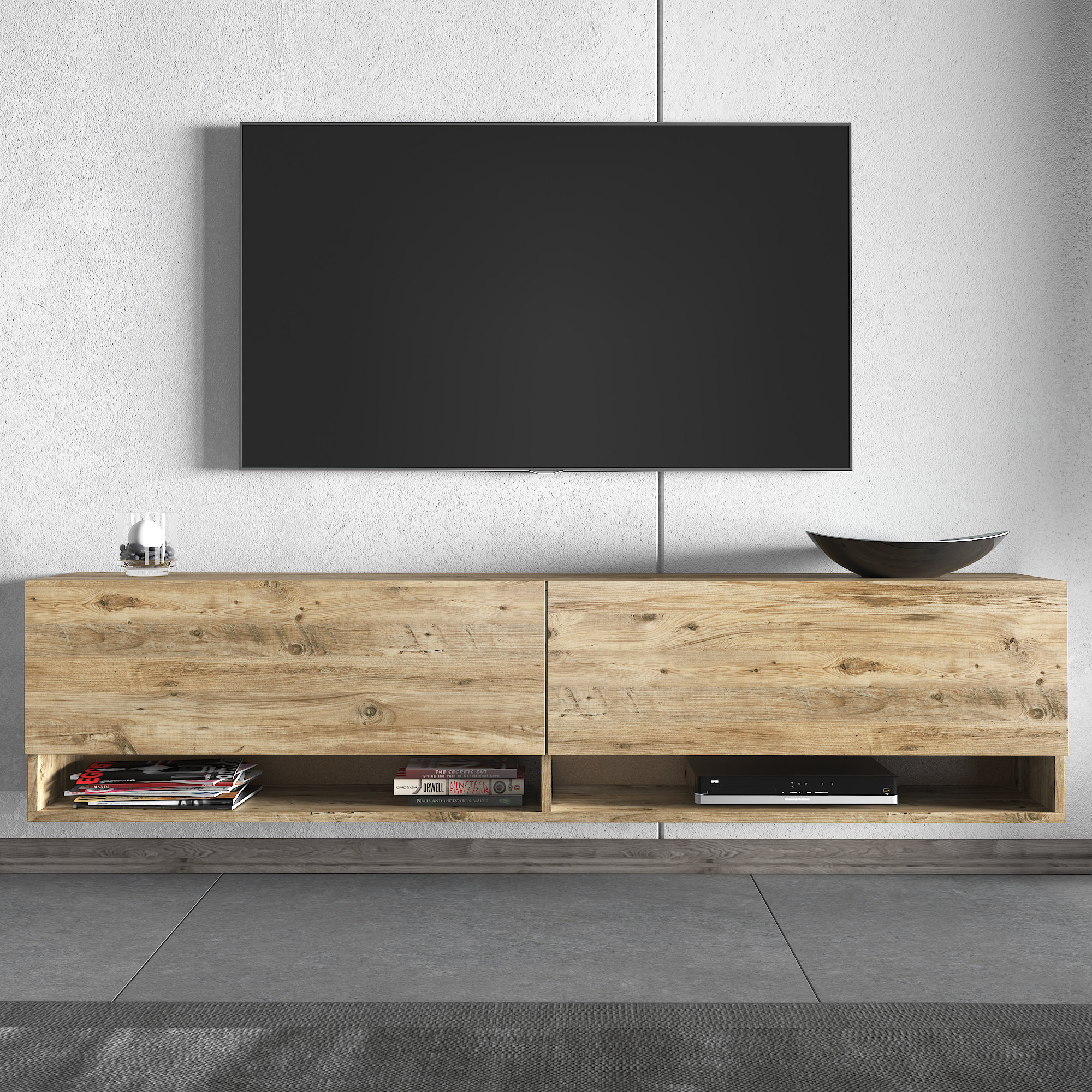 Ebern Designs Didimo Modern Floating TV Stand Up to 80" TV's Wall Mount ...