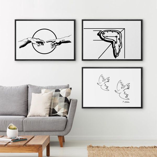 IDEA4WALL BAW " Classic Black And White Line Abstract Illustration " 3 ...