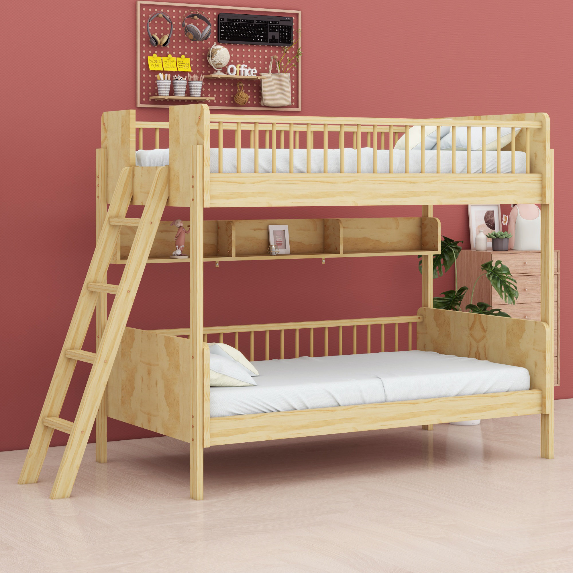 Ebern Designs Versatile Bunk Bed With Ladder And Built-In Display ...