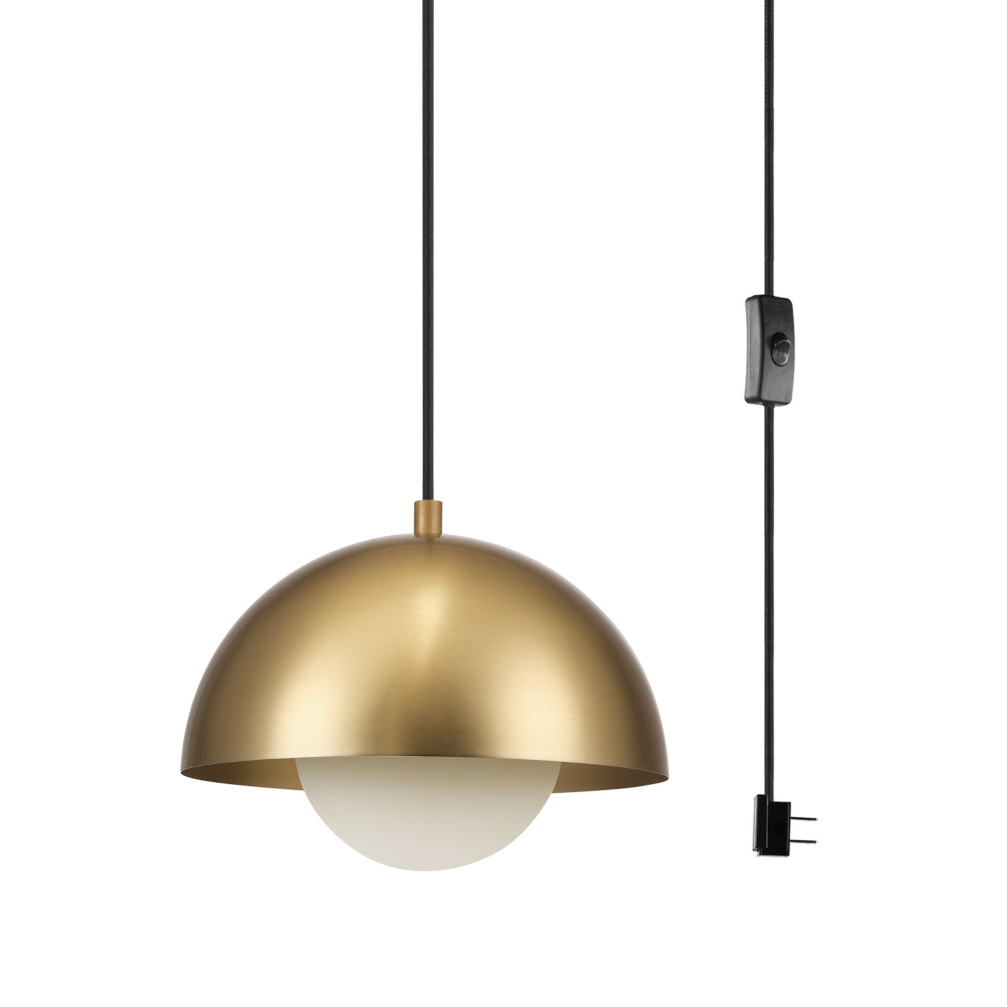 Mercer41 Raynie 1-Light Plug-In Pendant Lighting, Matte Brass, Frosted Glass Shade & Reviews ...