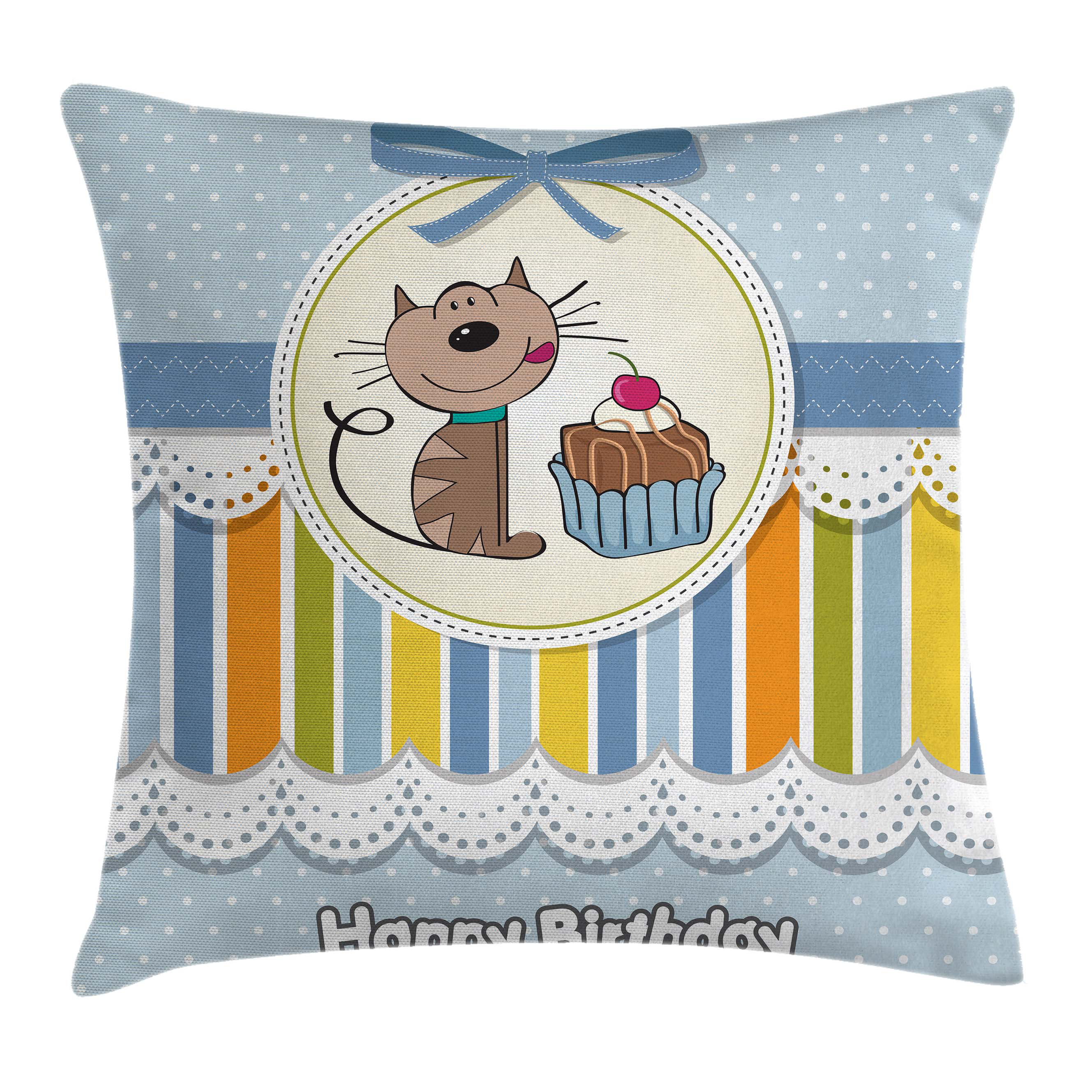 Ambesonne Baby Cat with Fudge Cake Square Pillow Cover | Wayfair