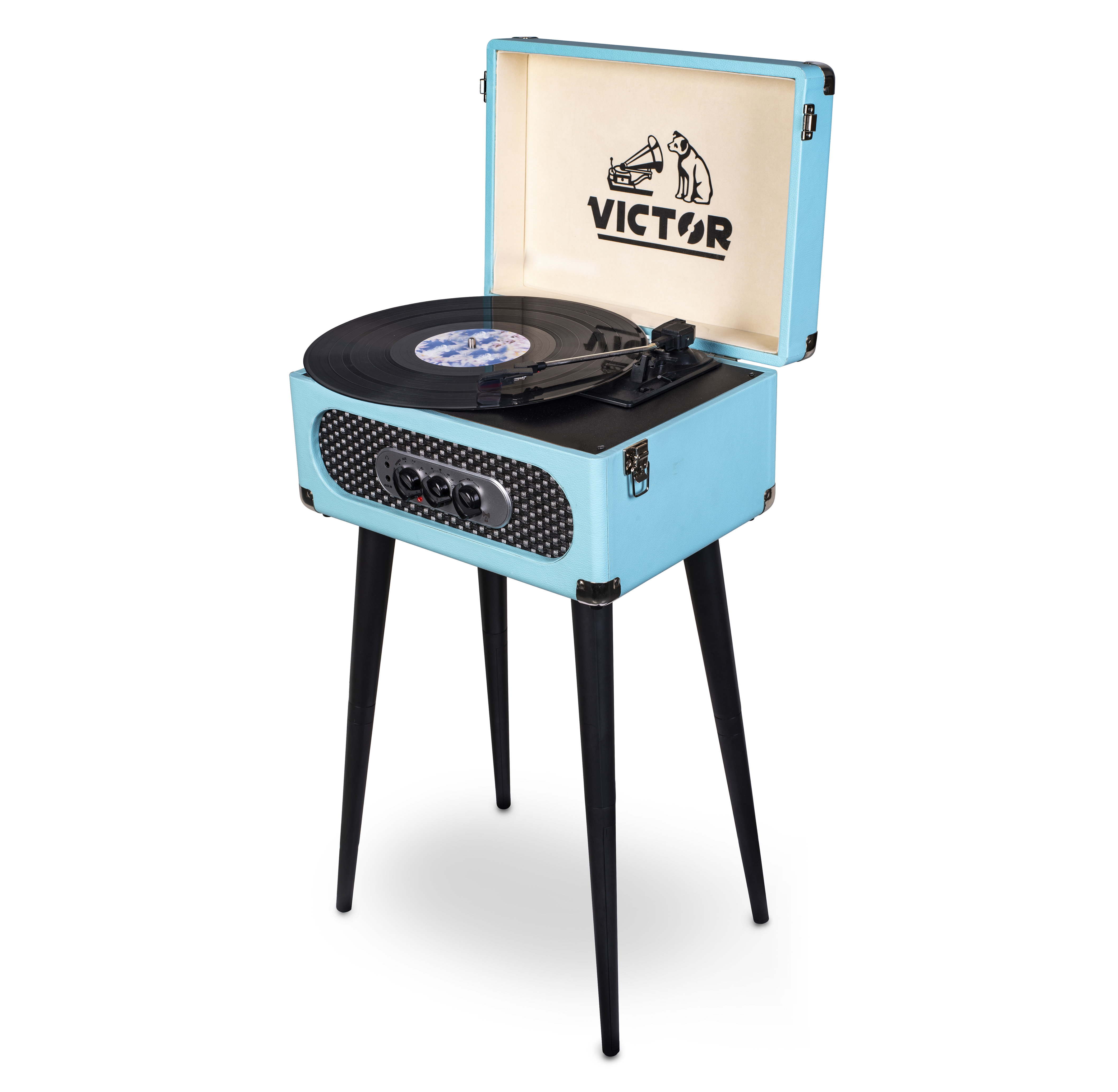 Victor Andover 5-in-1 Bluetooth Turntable with 3-Speed Record Player ...