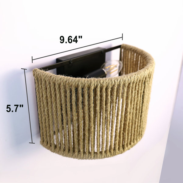 Breakwater Bay Thomes Metal Flush Mounted Sconce Boho Rattan Wall ...